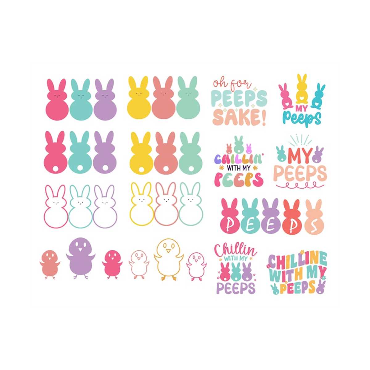 Easter Peeps Svg, Easter Bunny Svg, Peeps Layered Svg, Peeps | Inspire ...
