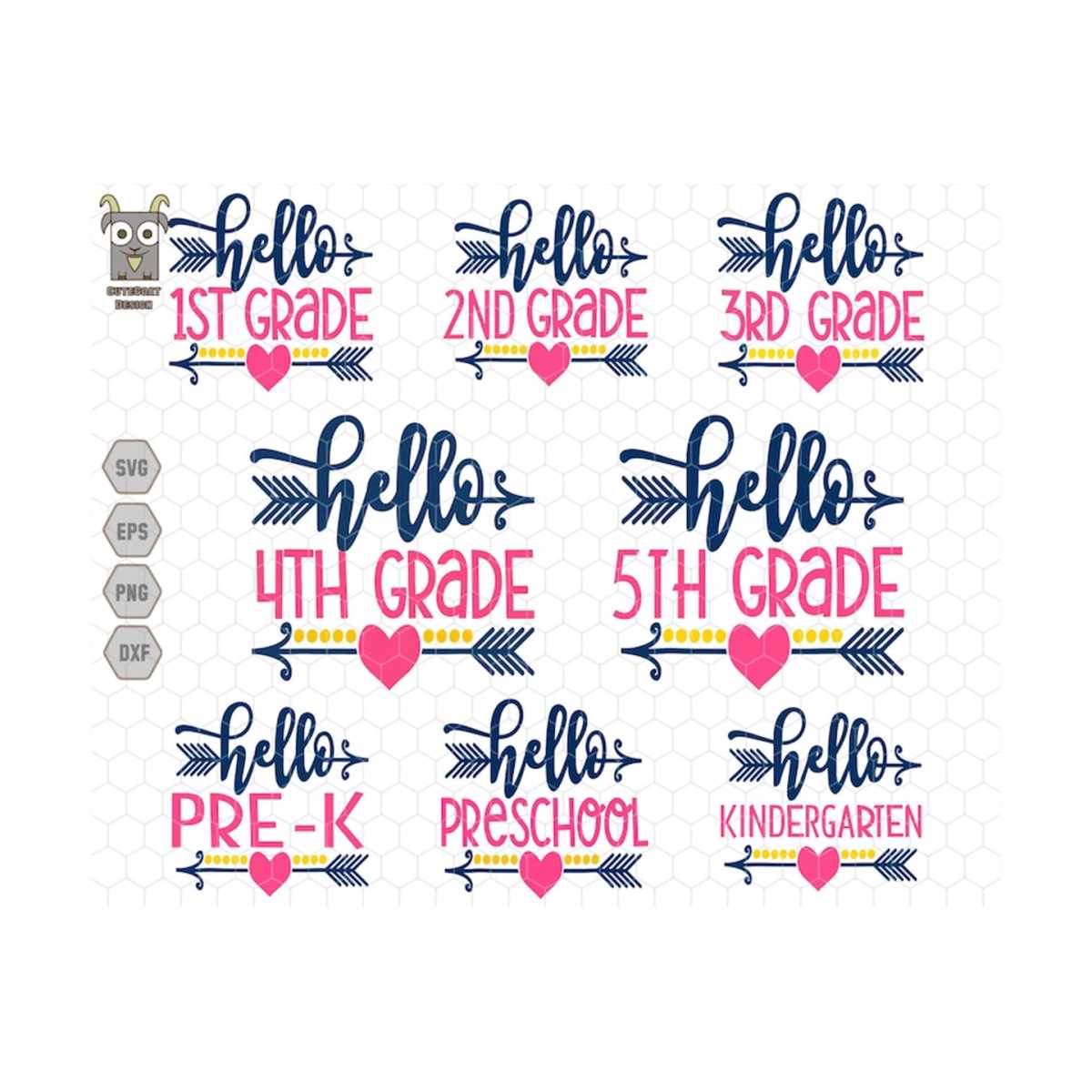 Hello Back To School Svg Bundle, Hello Kindergarten Svg, 1st - Inspire ...
