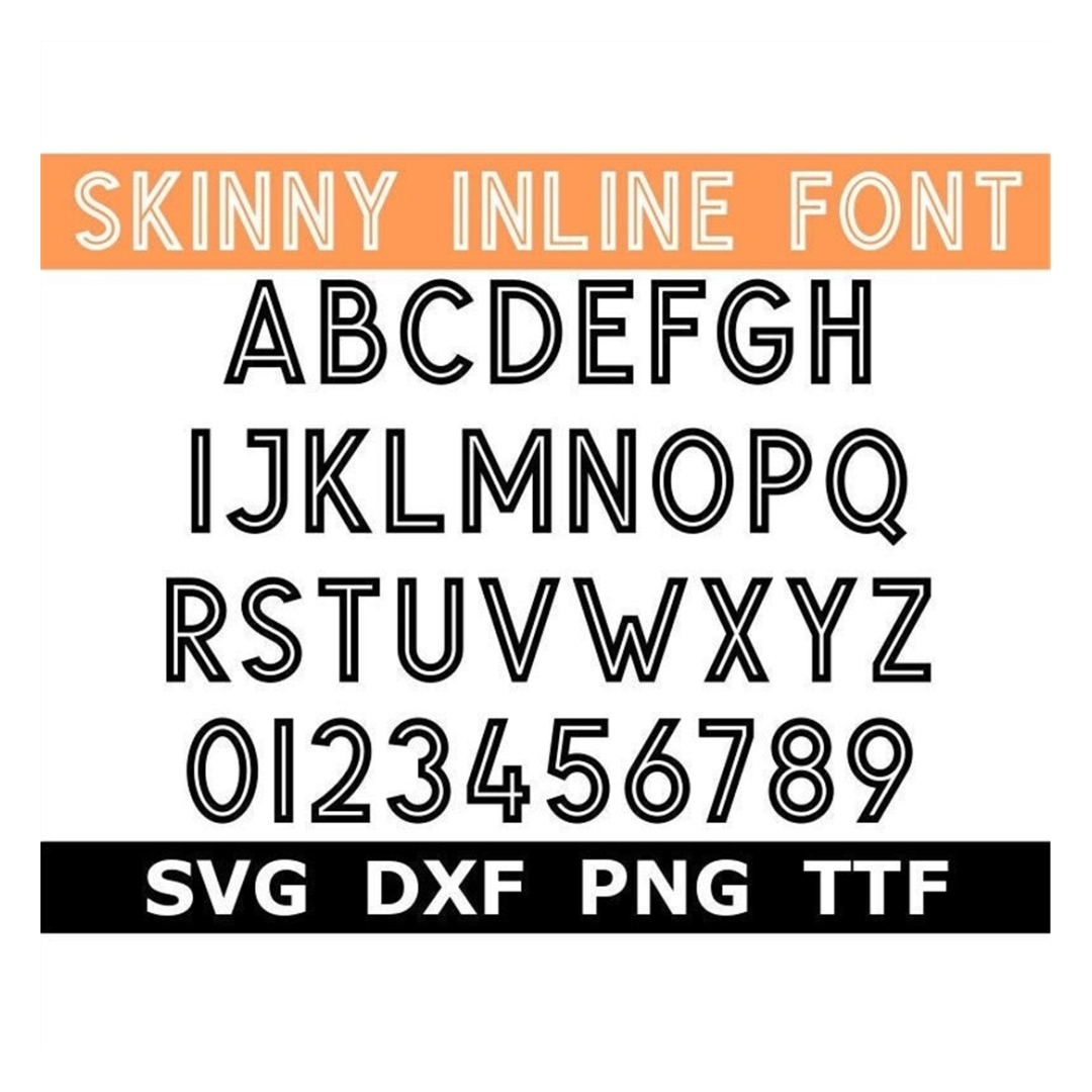 Skinny Inline Font SVG TTF, Inline Alphabet, School Font, D | Inspire ...