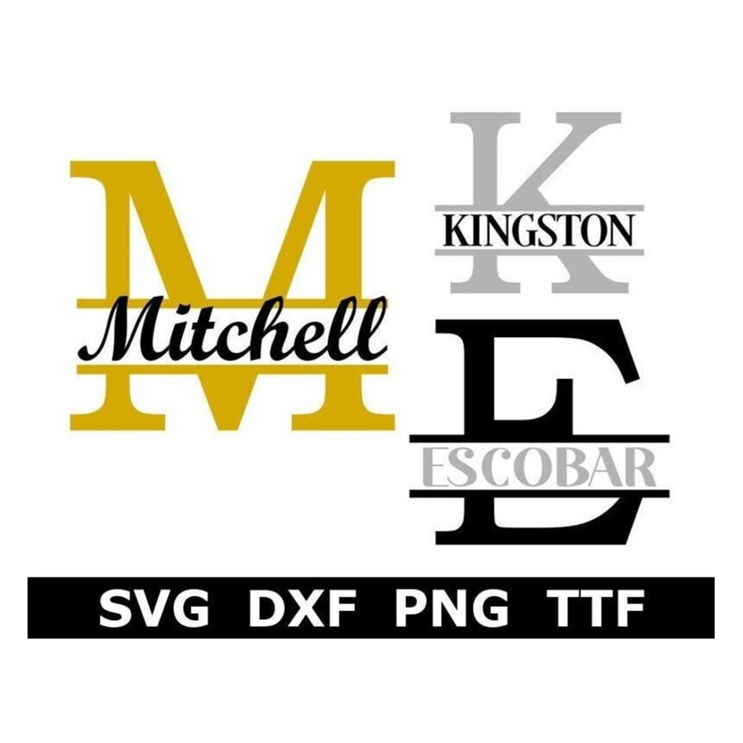 Split Monogram SVG TTF Alphabet, Split Monogram Font, Digit | Inspire ...