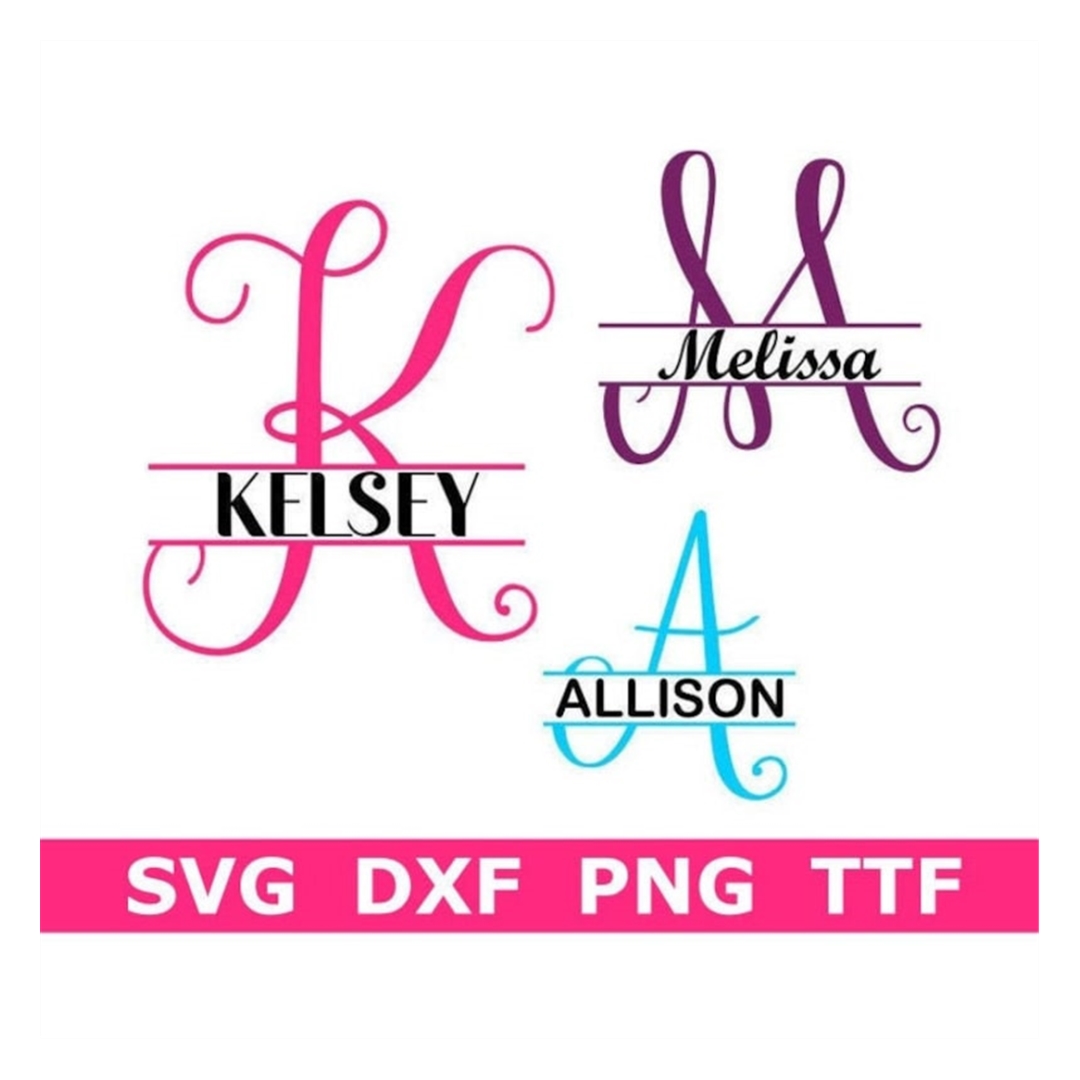 Split Monogram SVG TTF Alphabet, Split Monogram Font, Digit - Inspire ...