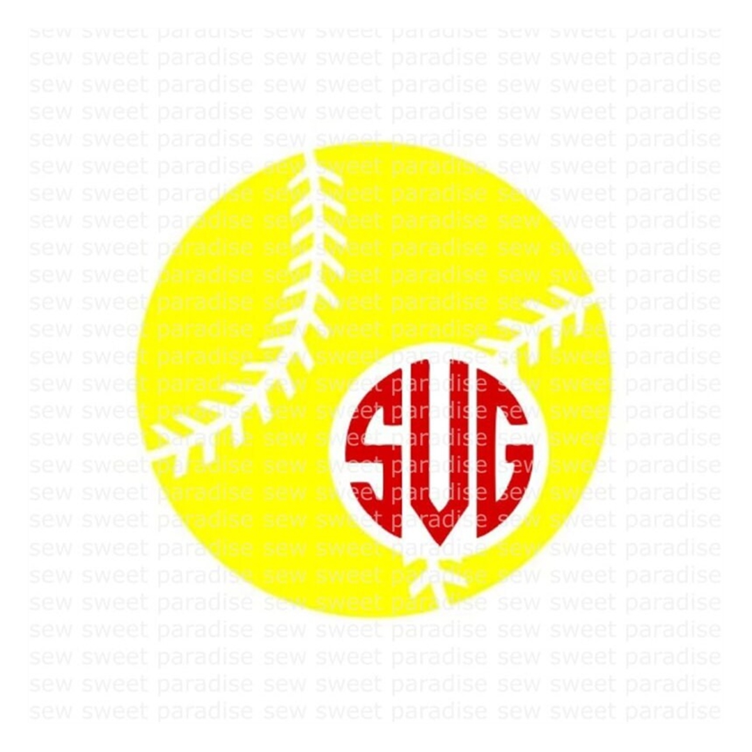 Softball SVG, Softball Monogram Frame SVG, Digital Download, | Inspire ...