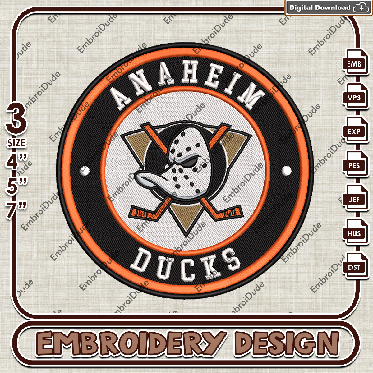 Anaheim Ducks NHL Team Embroidery Design, NHL Logo Embroider - Inspire ...