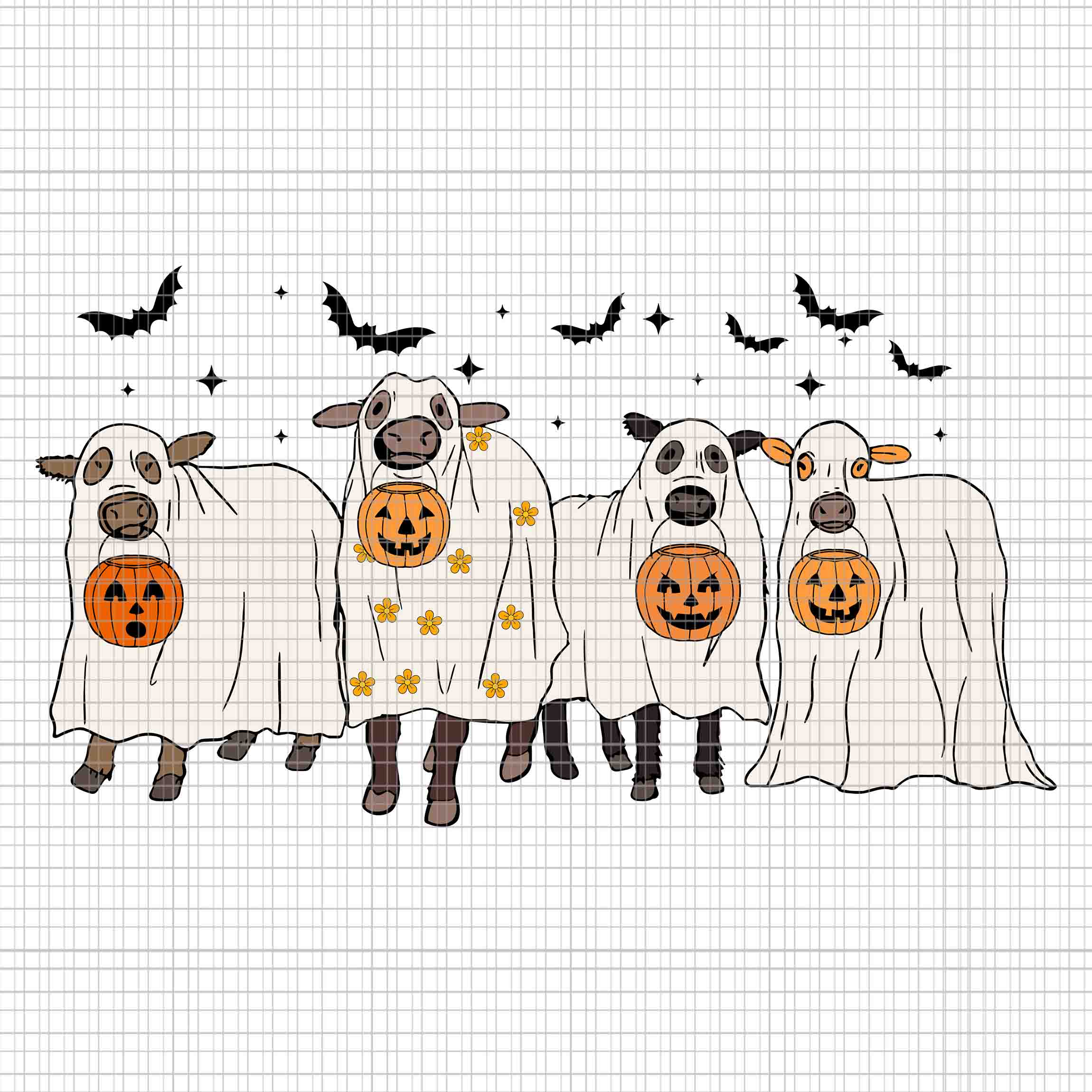 Cow Ghost Halloween Farmer Trick Or Treat Svg, Trick Or Trea | Inspire ...