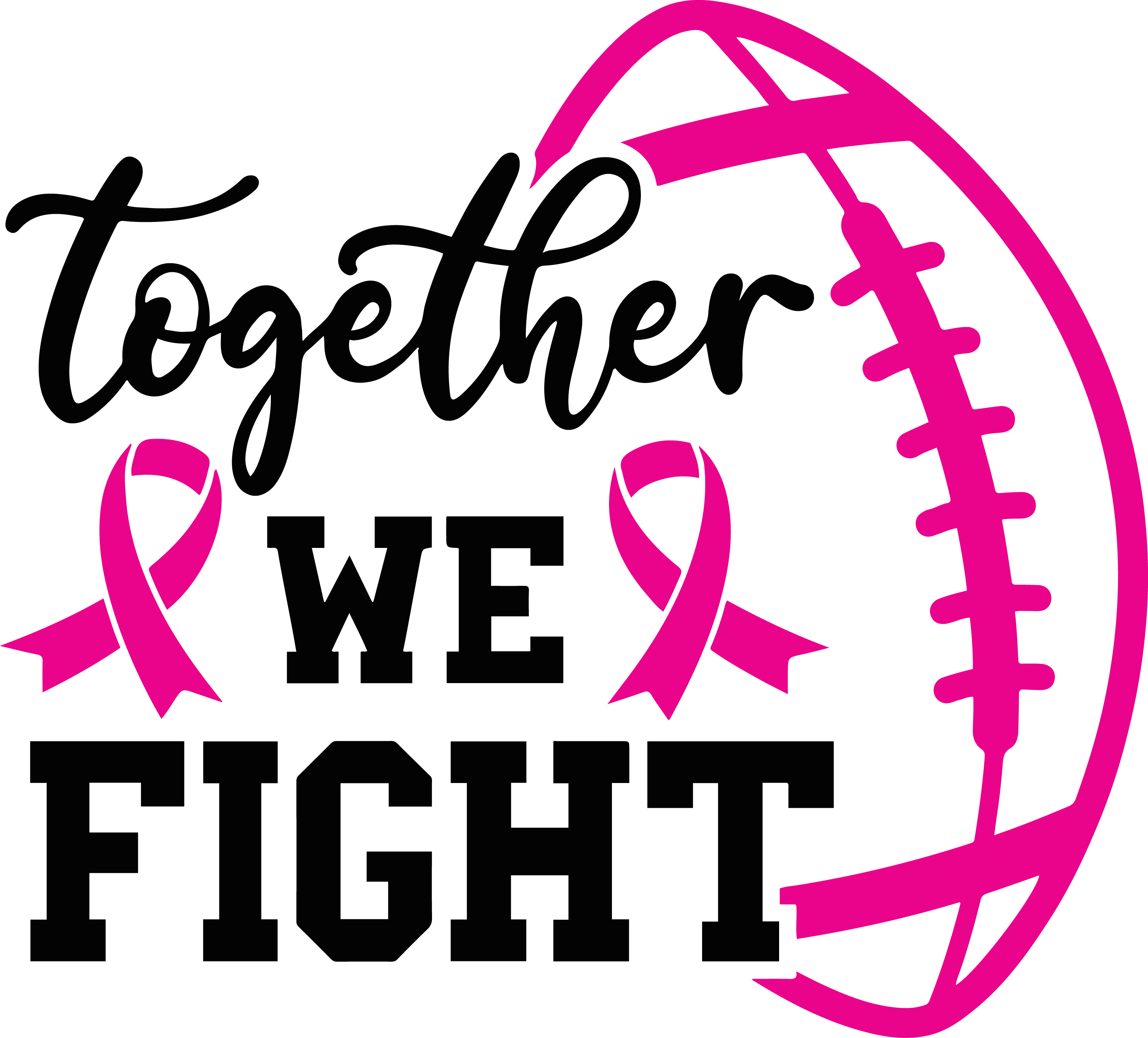 Together We Fight Football Breast Cancer SVG, Breast Cancer | Inspire ...