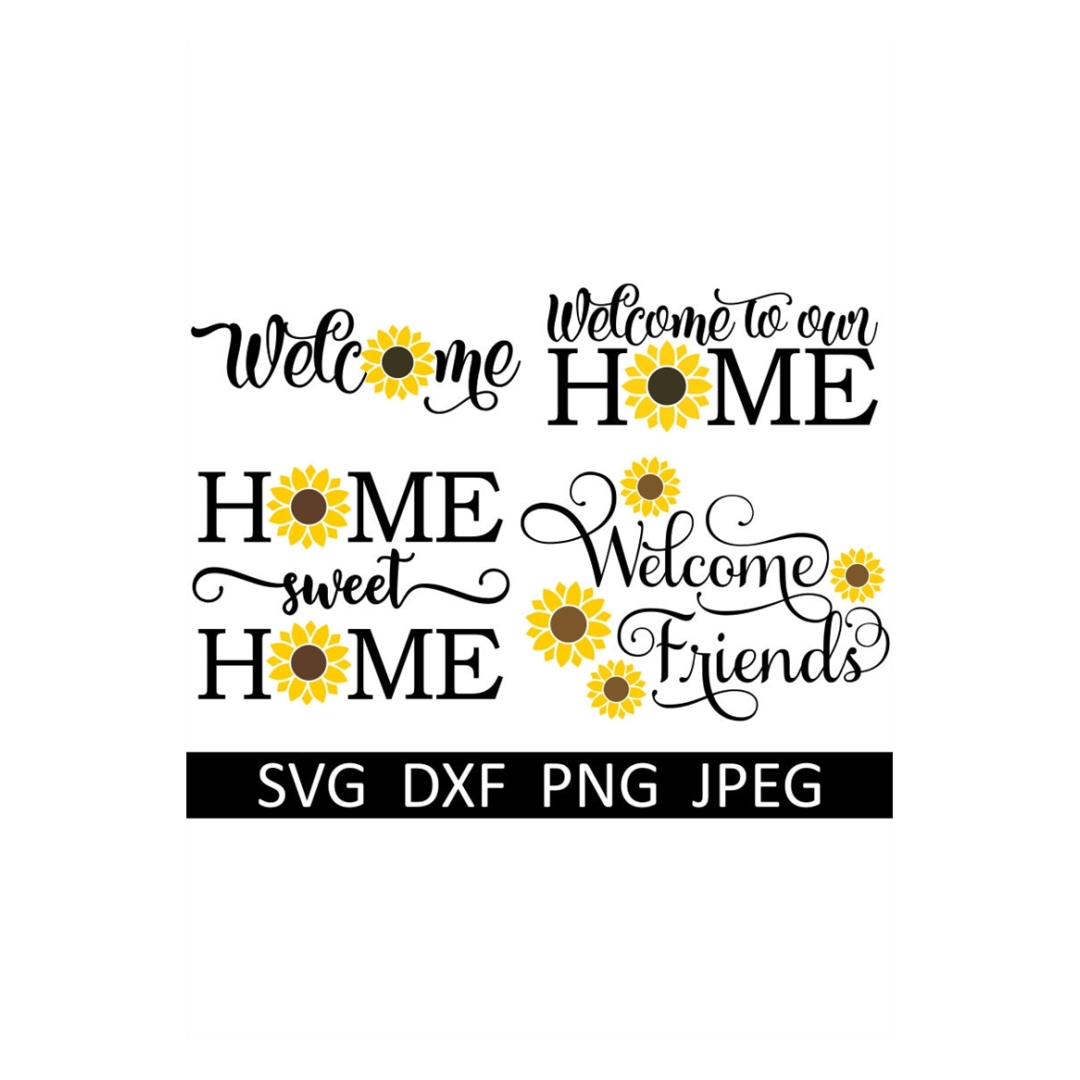 Sunflower Sign Svg Welcome Svg Welcome Door Sign Svg Digi Inspire