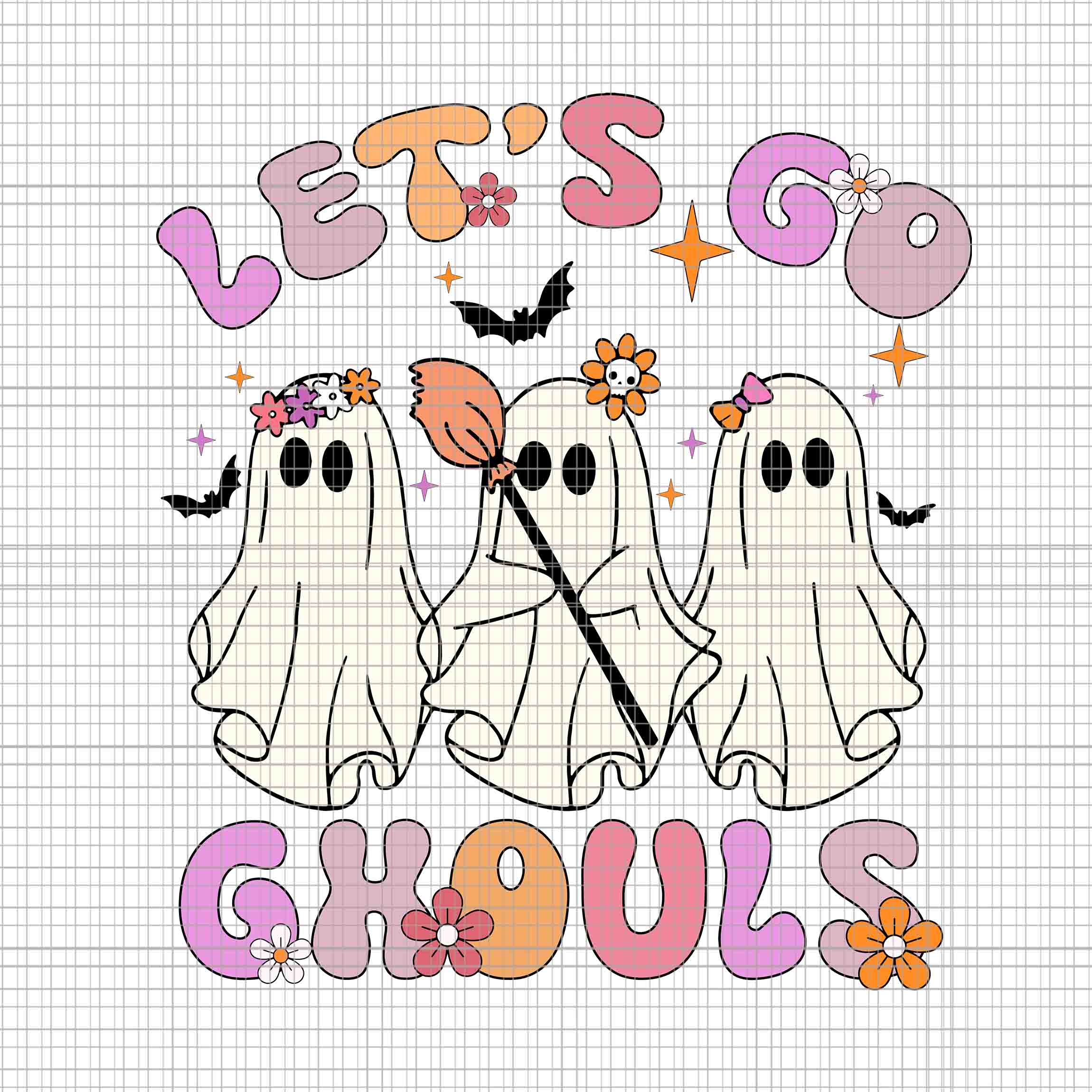 Let's Go Ghouls Halloween Ghost Retro Groovy Svg, Let's Go G | Inspire ...