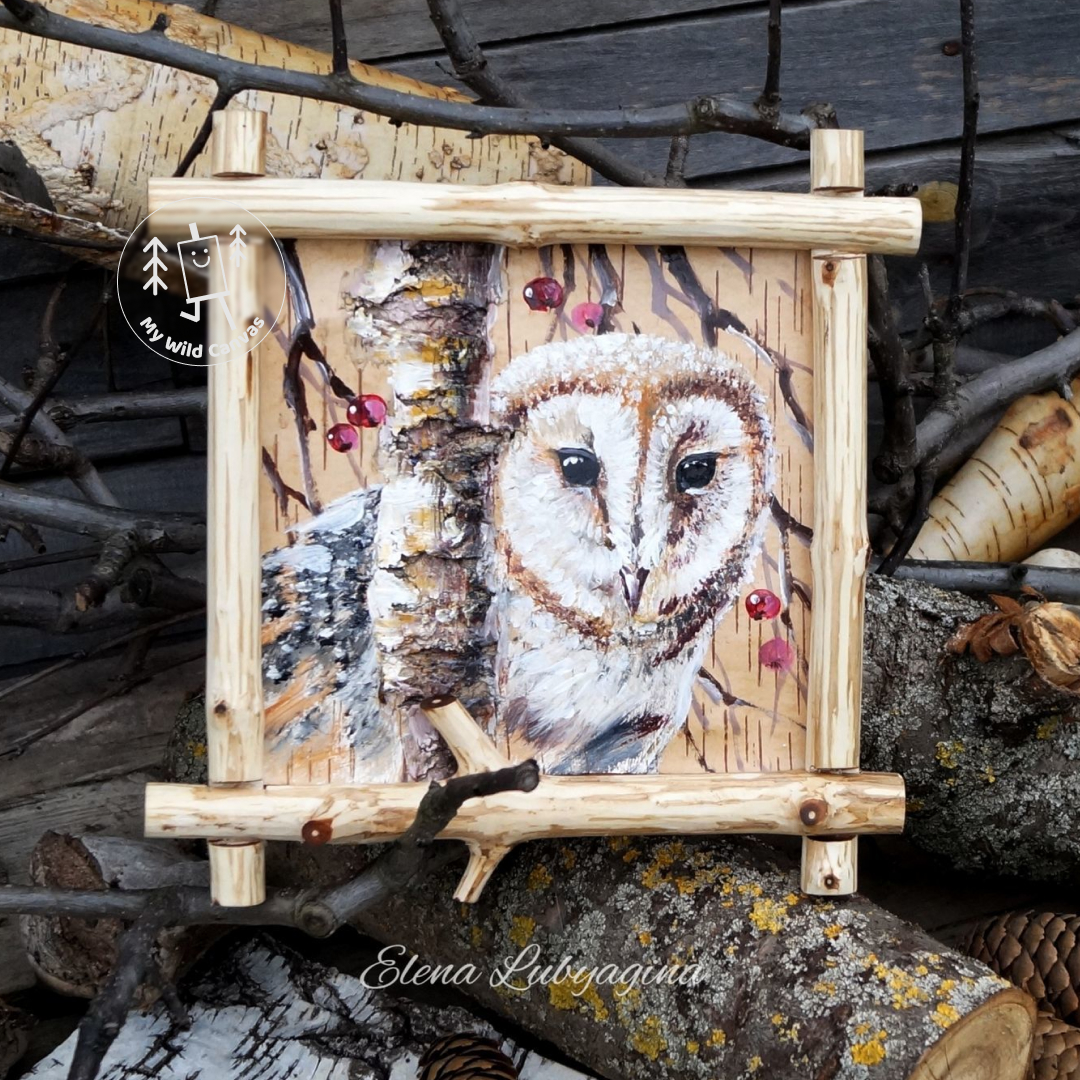 Cute Barn Owl Birch Bark Painting - Inspire Uplift