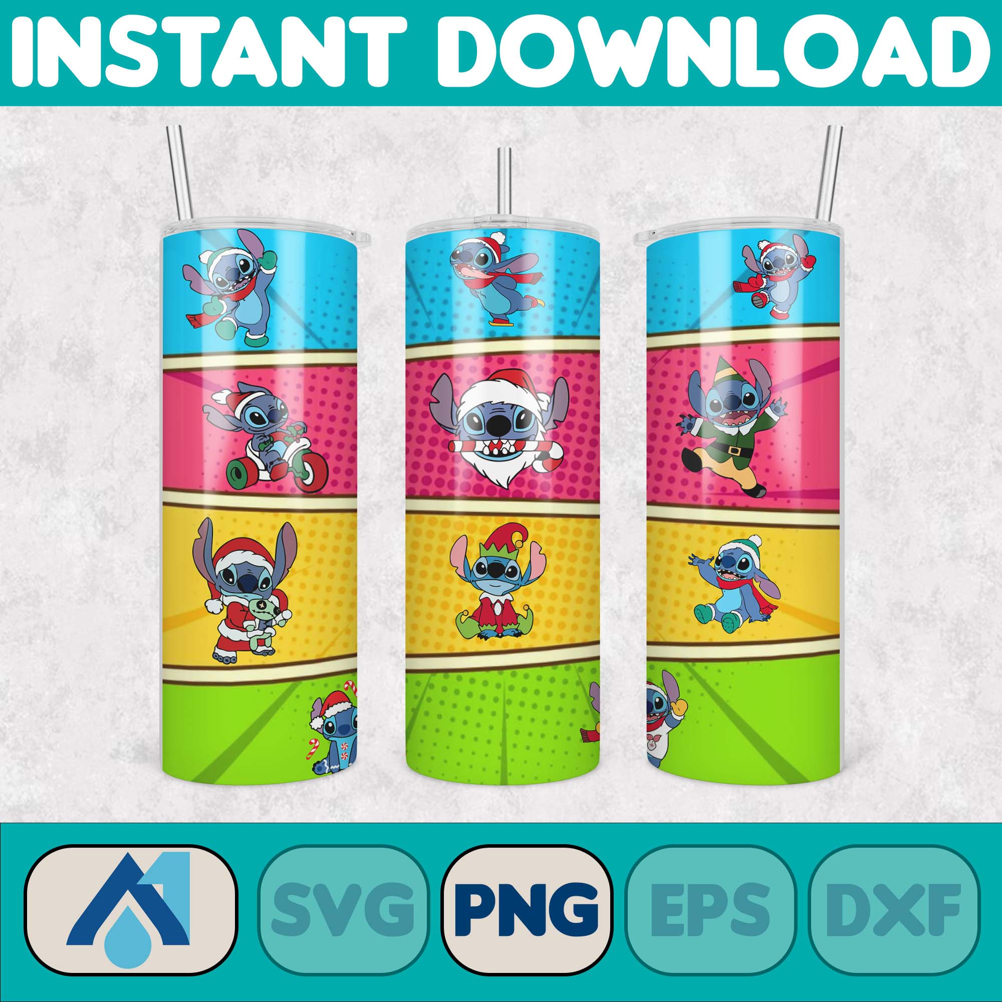 Christmas Stitch Tumbler Wrap, Stitch Sublimation Designs, 2 | Inspire ...