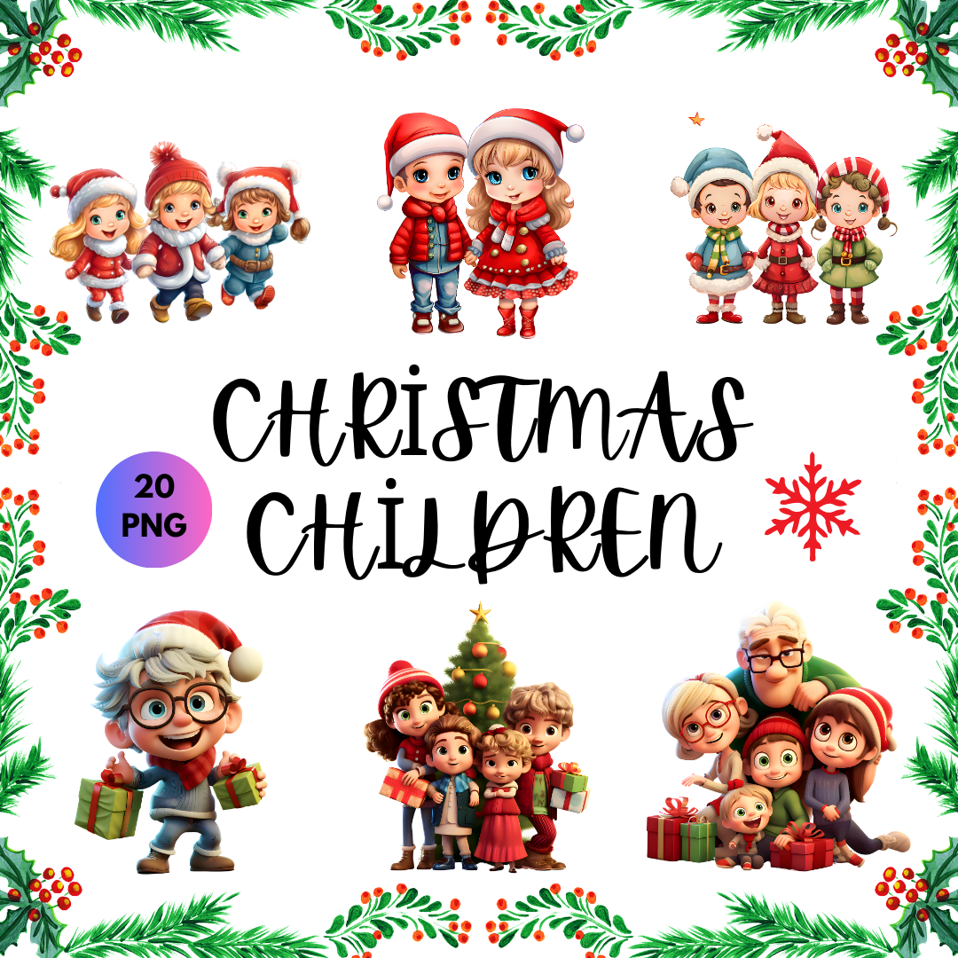 20 Christmas Children Clipart PNG, Christmas Clipart, winter - Inspire ...
