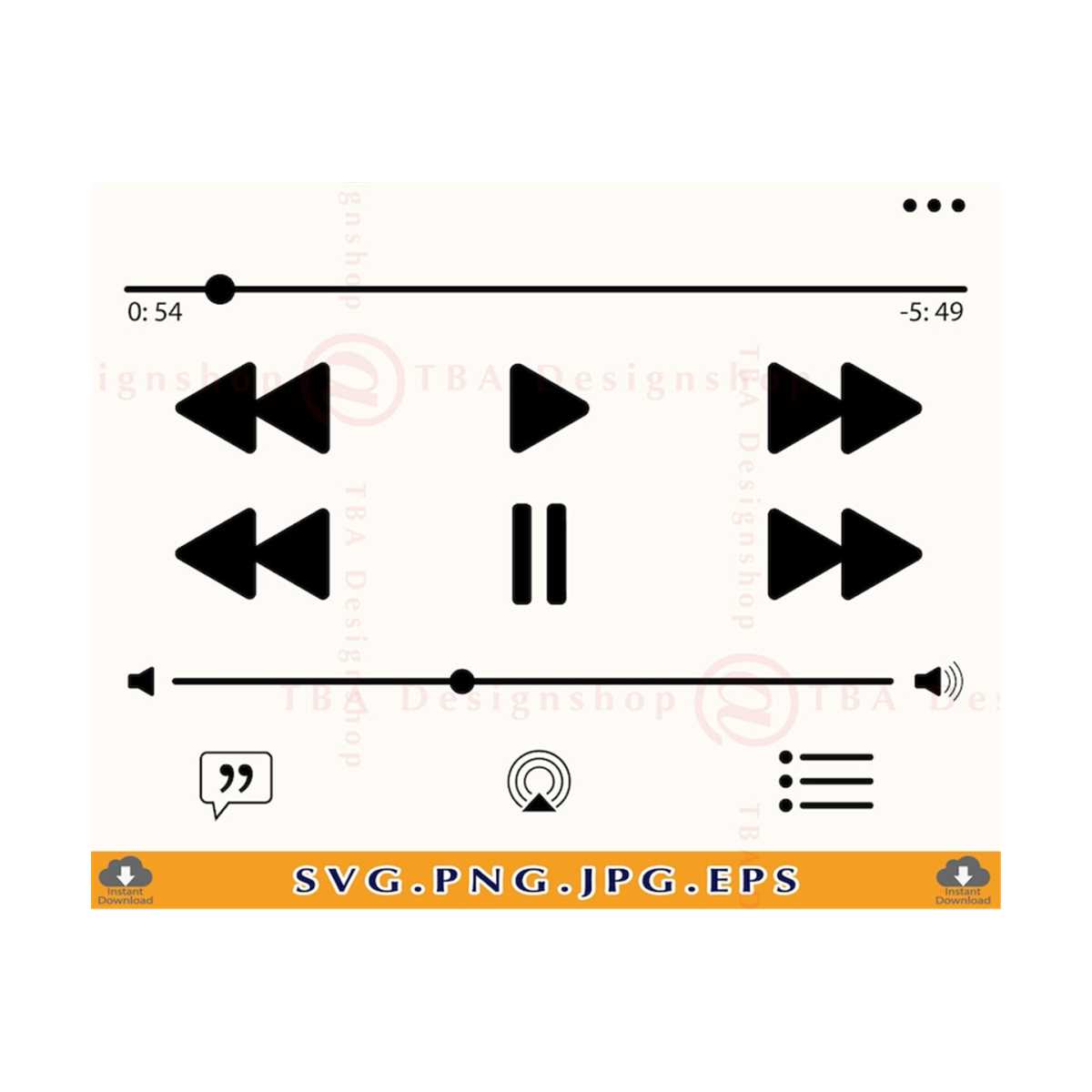 Audio Control Buttons SVG, Music Player Buttons SVG, Spotify | Inspire ...