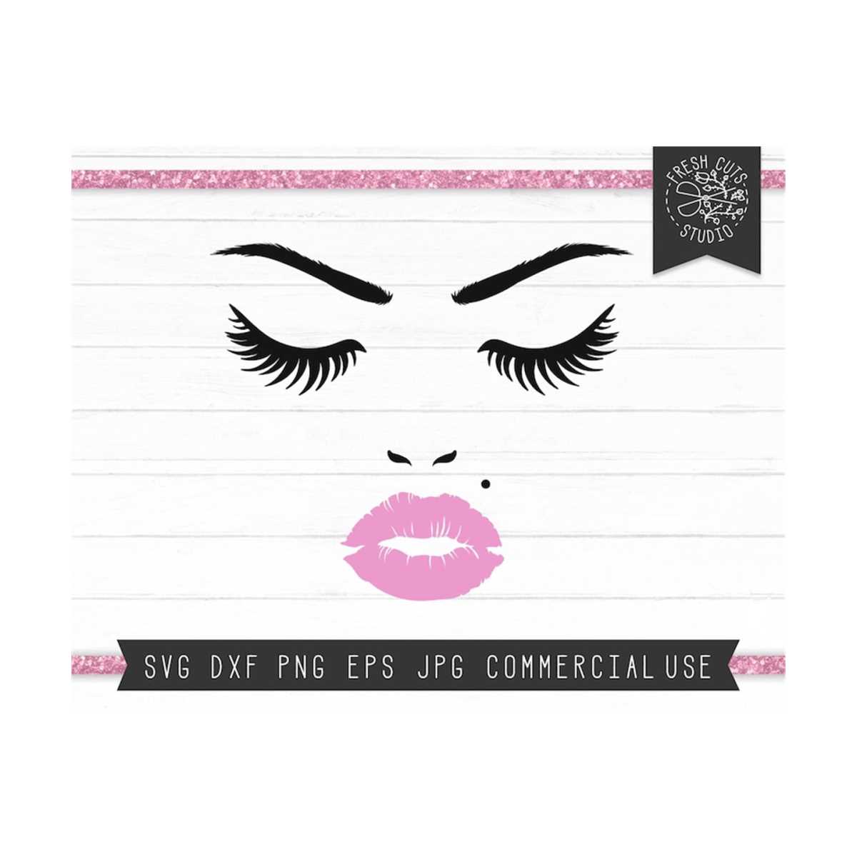 Face SVG Cut Files Instant Download Eyelashes and Lips svg C | Inspire ...