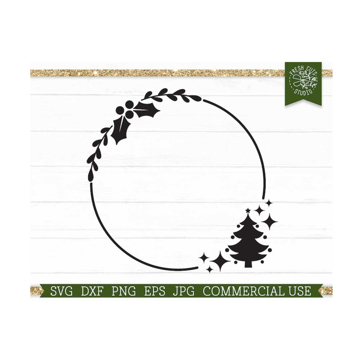 Christmas Wreath SVG Holiday Monogram Frame Circle Cut File | Inspire ...
