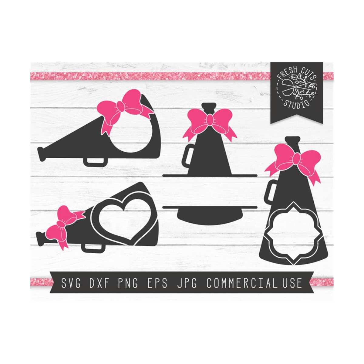 Megaphone Monogram Frame Svg, Cheer Bow Monogram Frames Svg | Inspire ...