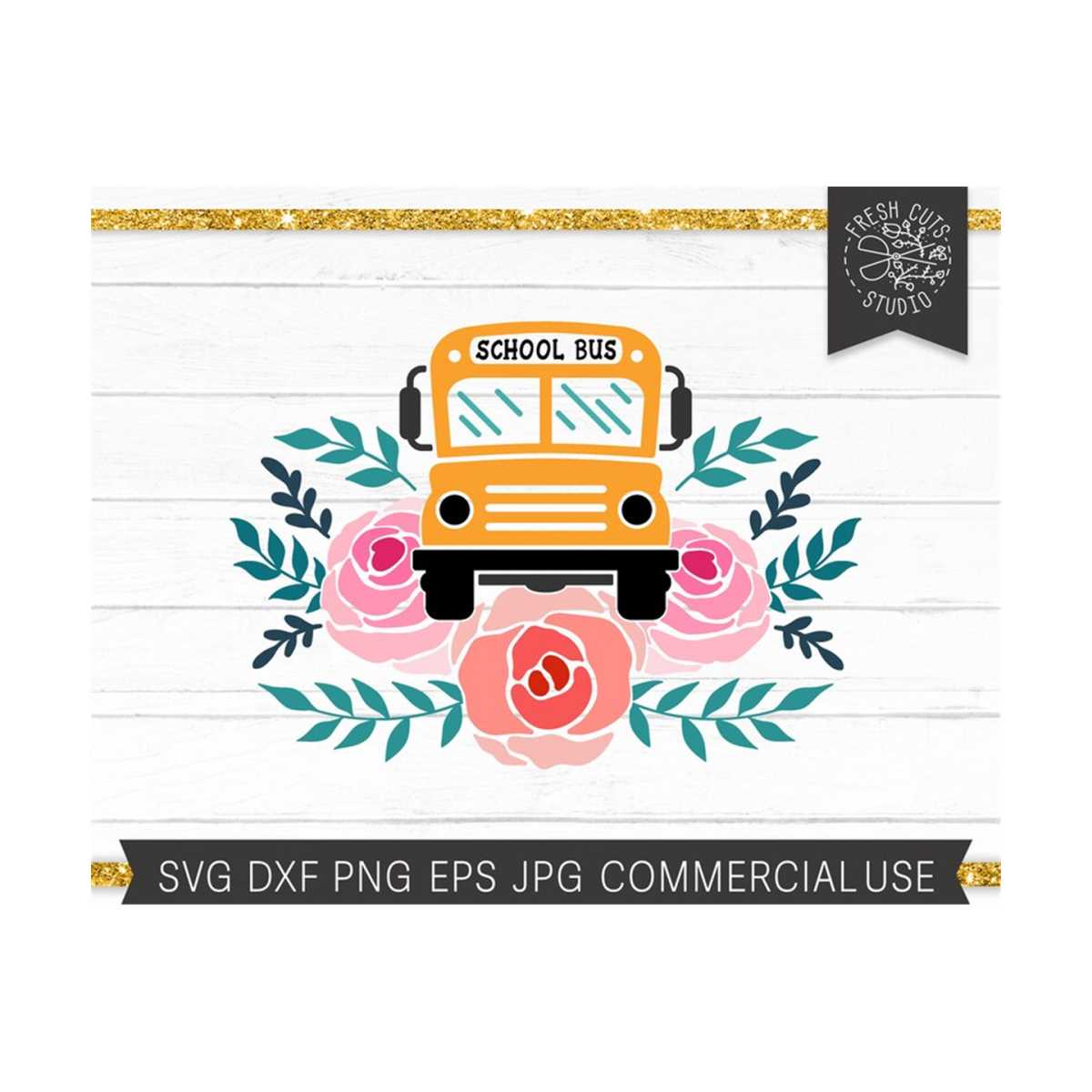 Yellow School Bus SVG Flowers, Floral Bus Driver Life Cut Fi | Inspire ...