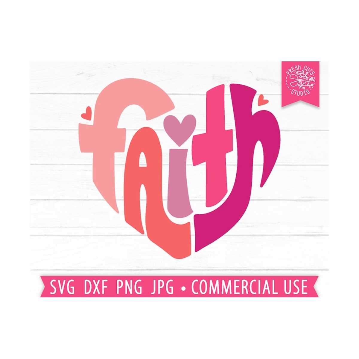 Faith SVG Cut File for Cricut, Faith Heart svg, Retro PNG De | Inspire ...
