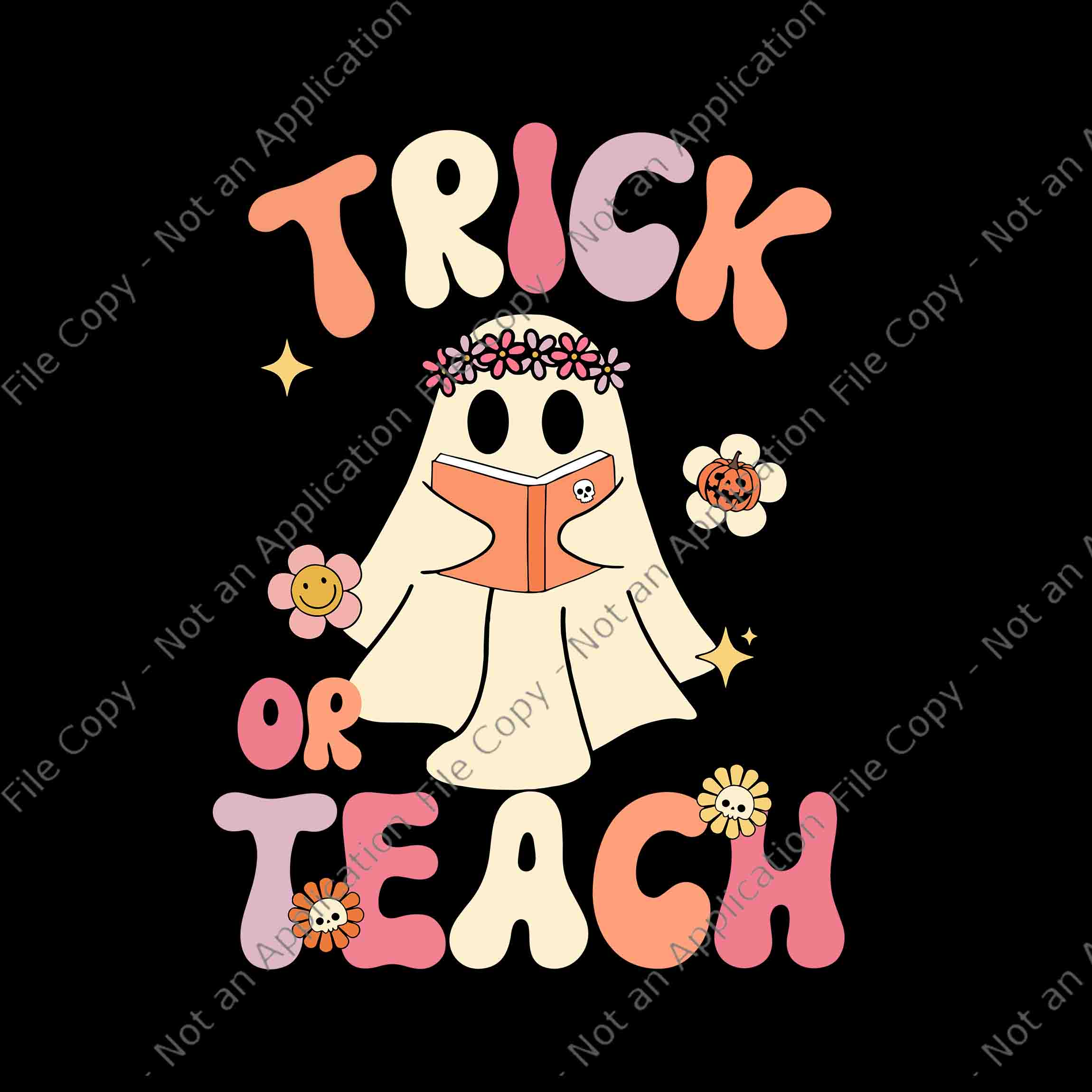 Groovy Halloween Trick or Teach Retro Floral Ghost Teacher S | Inspire ...