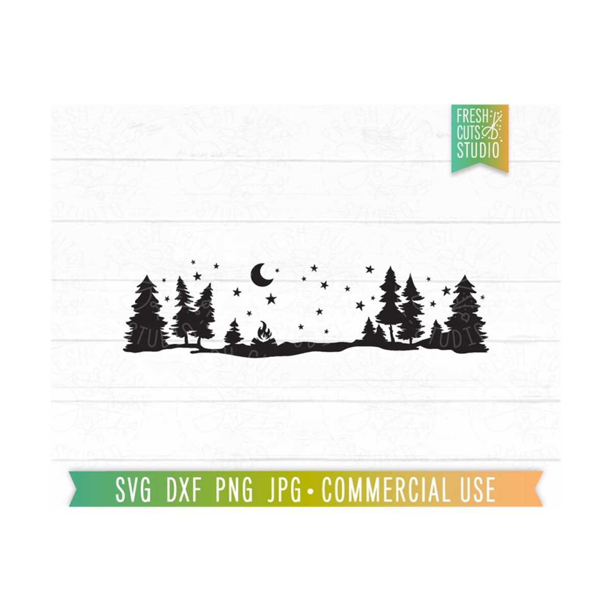 Campfire Scene SVG, Forest scene svg, Pine Trees, Wilderness | Inspire ...