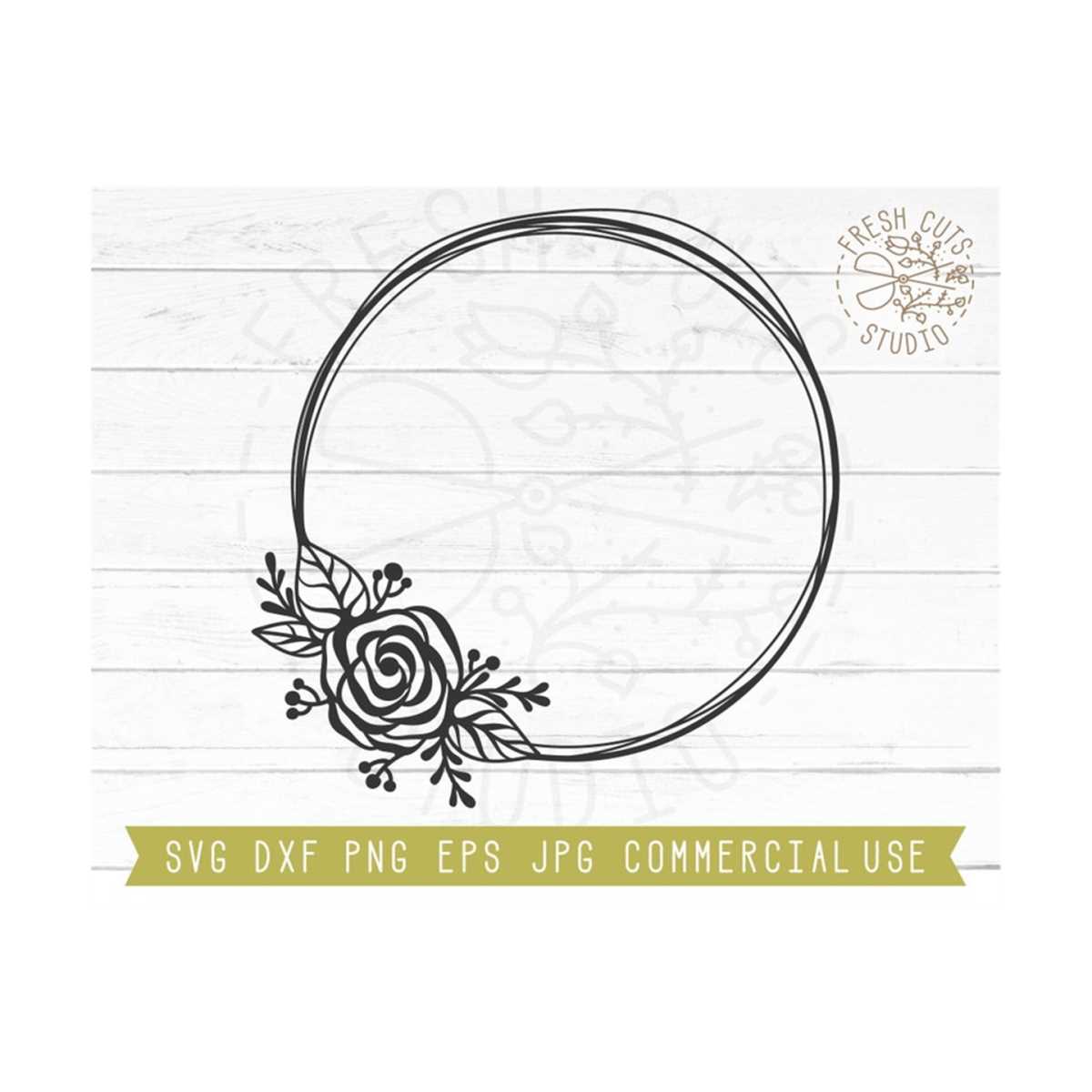 Flower Monogram Frame Svg, Rose Wreath Svg, Floral Wreath Sv | Inspire ...