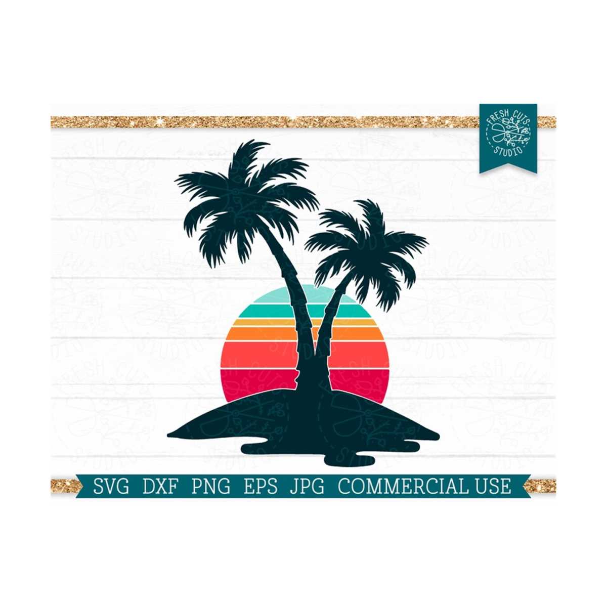 Palm Trees Silhouette SVG, Sunset cut file for Cricut, Tropi | Inspire ...