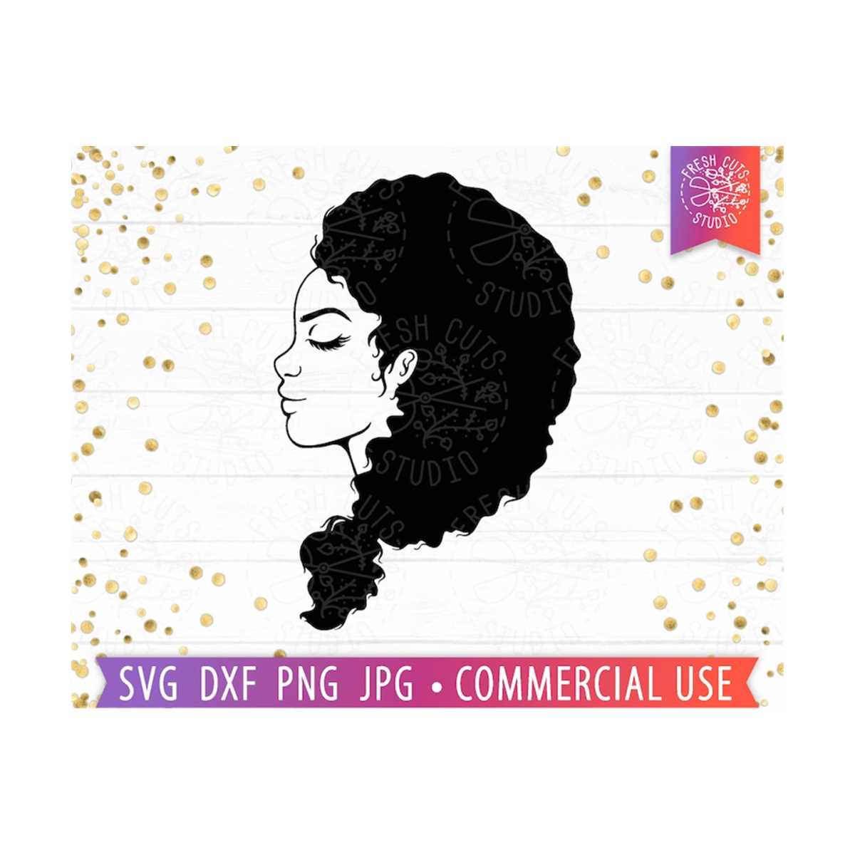 Black Woman SVG, Curly Hair svg, Face svg, Eyelashes svg, Pr | Inspire ...
