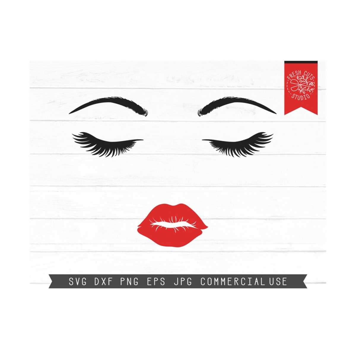 Lashes Svg, Lashes and Lips Svg, Red Lips Svg Cut File Insta | Inspire ...