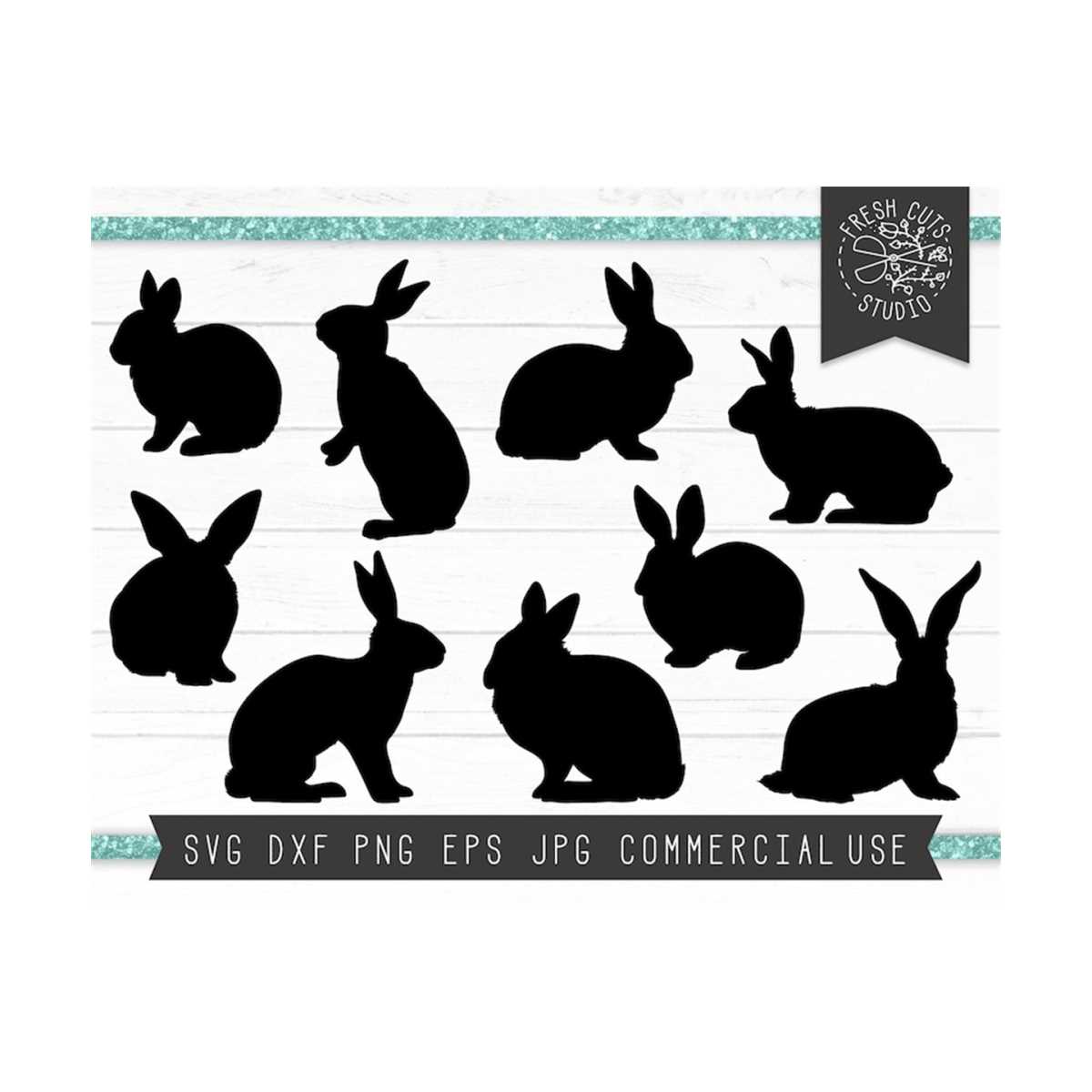 Rabbit SVG Silhouettes Instant Download Files for Cricut, Bu | Inspire ...