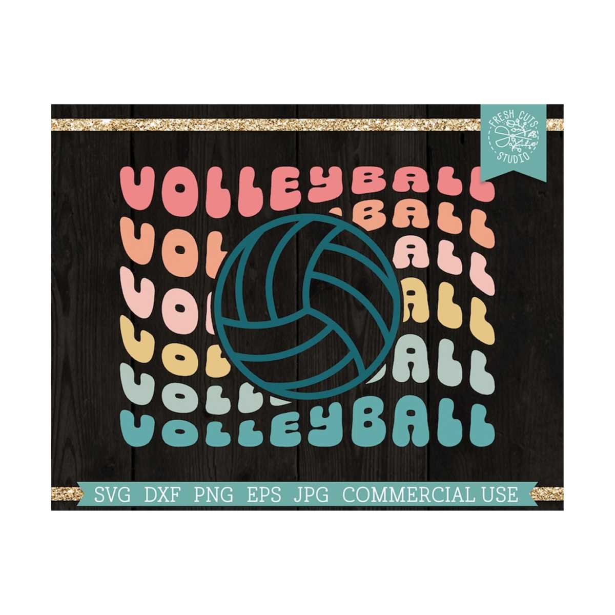 Volleyball SVG, Retro Wavy Volleyball Design, Commercial Use - Inspire ...