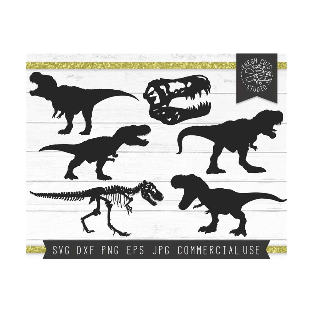 T Rex SVG Dinosaur Silhouette Clip Art, Dinosaur Cut Files I | Inspire ...