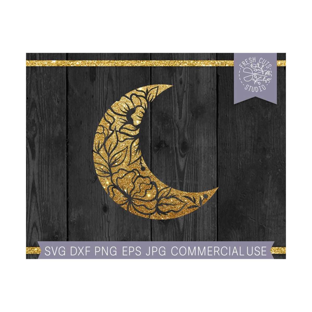 Floral Moon SVG Cut File for Cricut Silhouette, Flower Moon | Inspire ...
