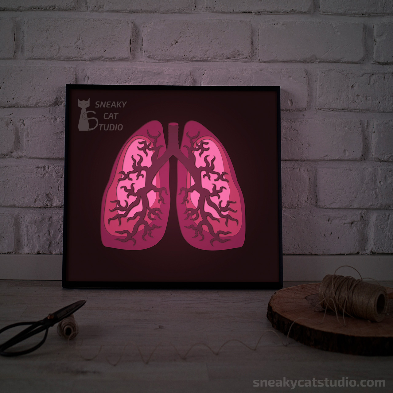 Shadow Box - "Lungs" | Shadow Light box template | Inspire Uplift