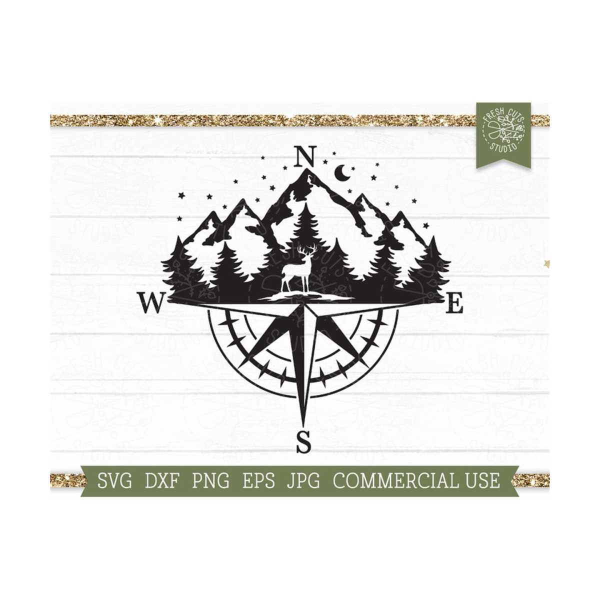 Wilderness Deer SVG Compass Cut File for Cricut, Silhouette, | Inspire ...