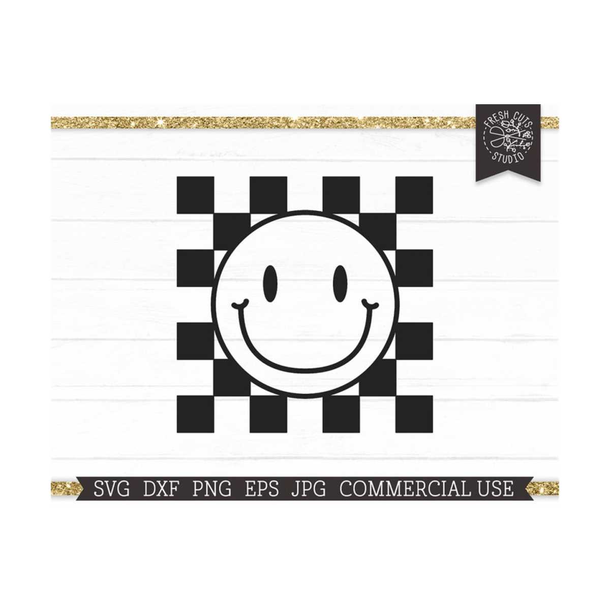 Retro Check Smile SVG Cut File for Cricut, Trendy Shirt Desi | Inspire ...
