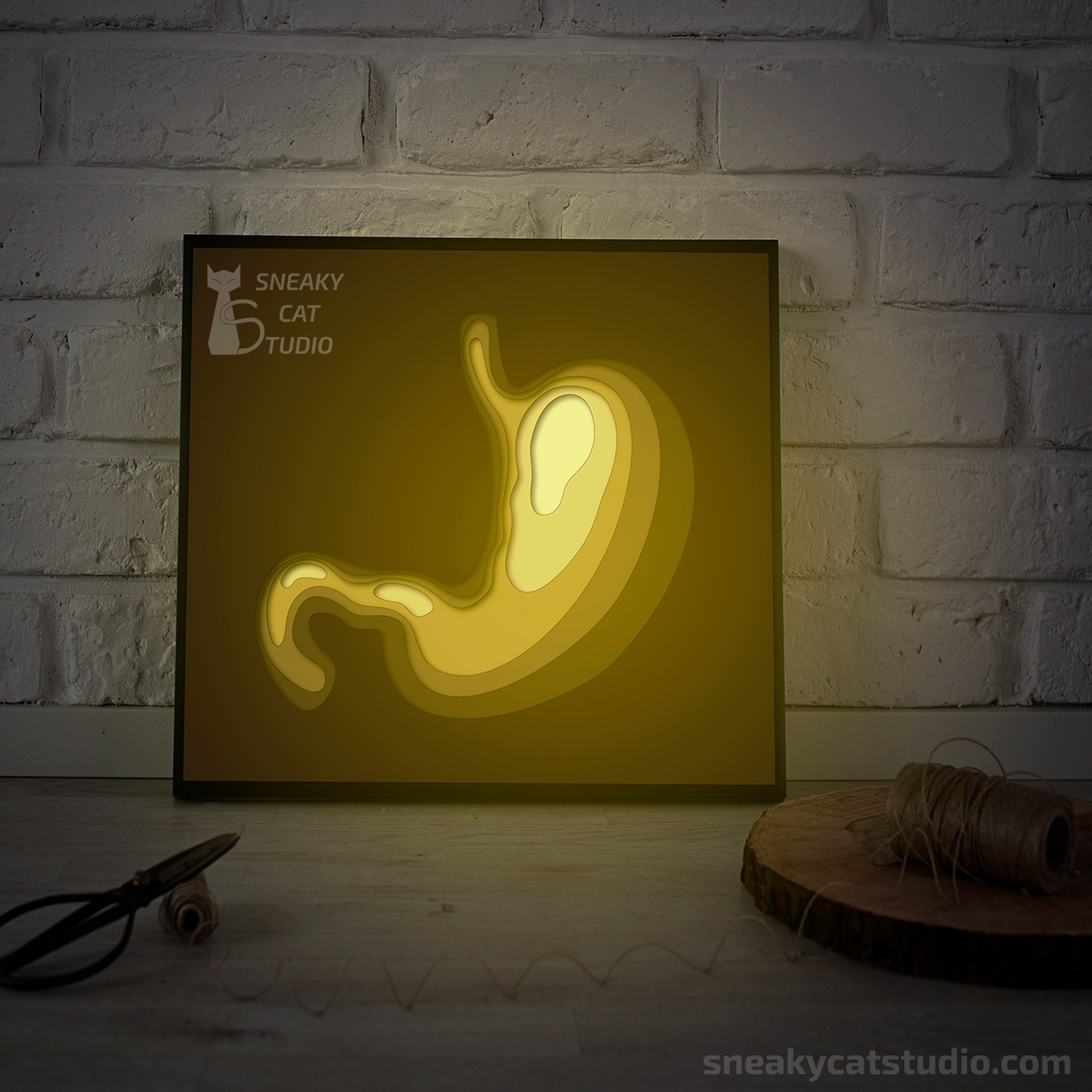 Shadow Light Box - "Stomach" - Digital papercraft template | Inspire Uplift