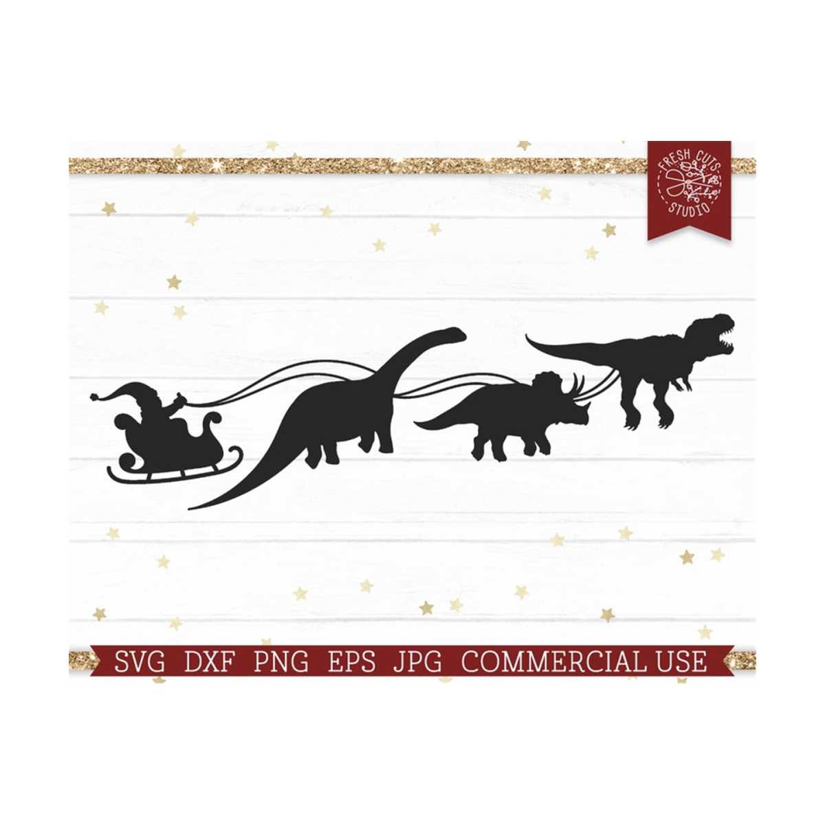 T-rex Dinosaur Sleigh Ride SVG Santa Christmas Dinosaurs SVG - Inspire ...