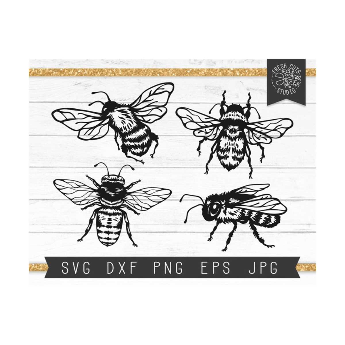 Bee SVG Cut File, Bee Clipart, Bumble Bee Svg, Honey Bee Svg - Inspire ...