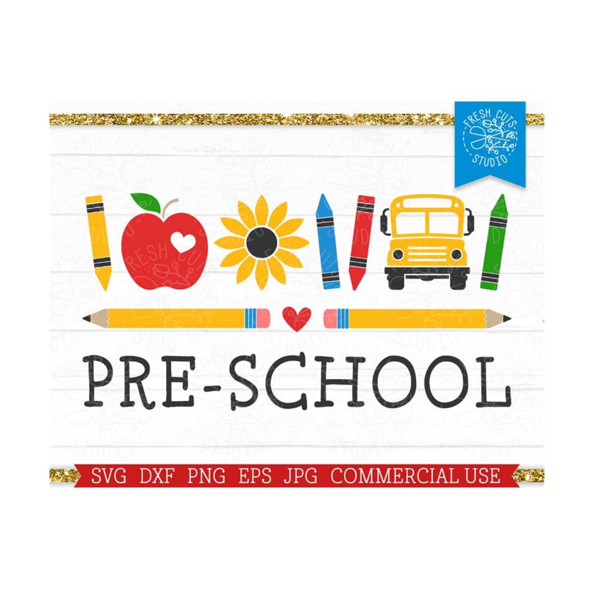 Pre-School SVG Cut file for Cricut, School, Teacher SVG File | Inspire ...
