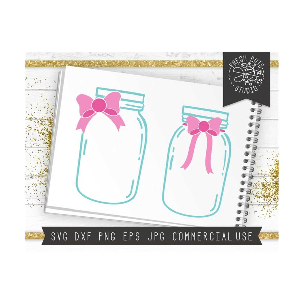 Jar Svg, Bow Mason Jar Svg, Jar with Bow Svg Cut File for Cr | Inspire ...