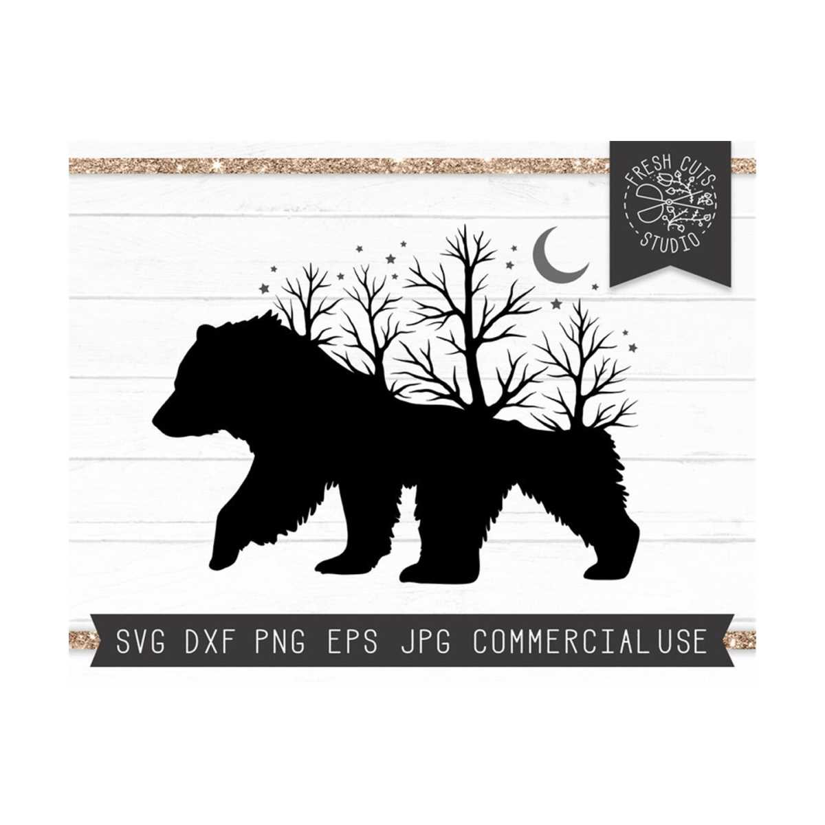 Bear SVG Silhouette Cut File for Cricut, Bear Trees svg, Win - Inspire ...