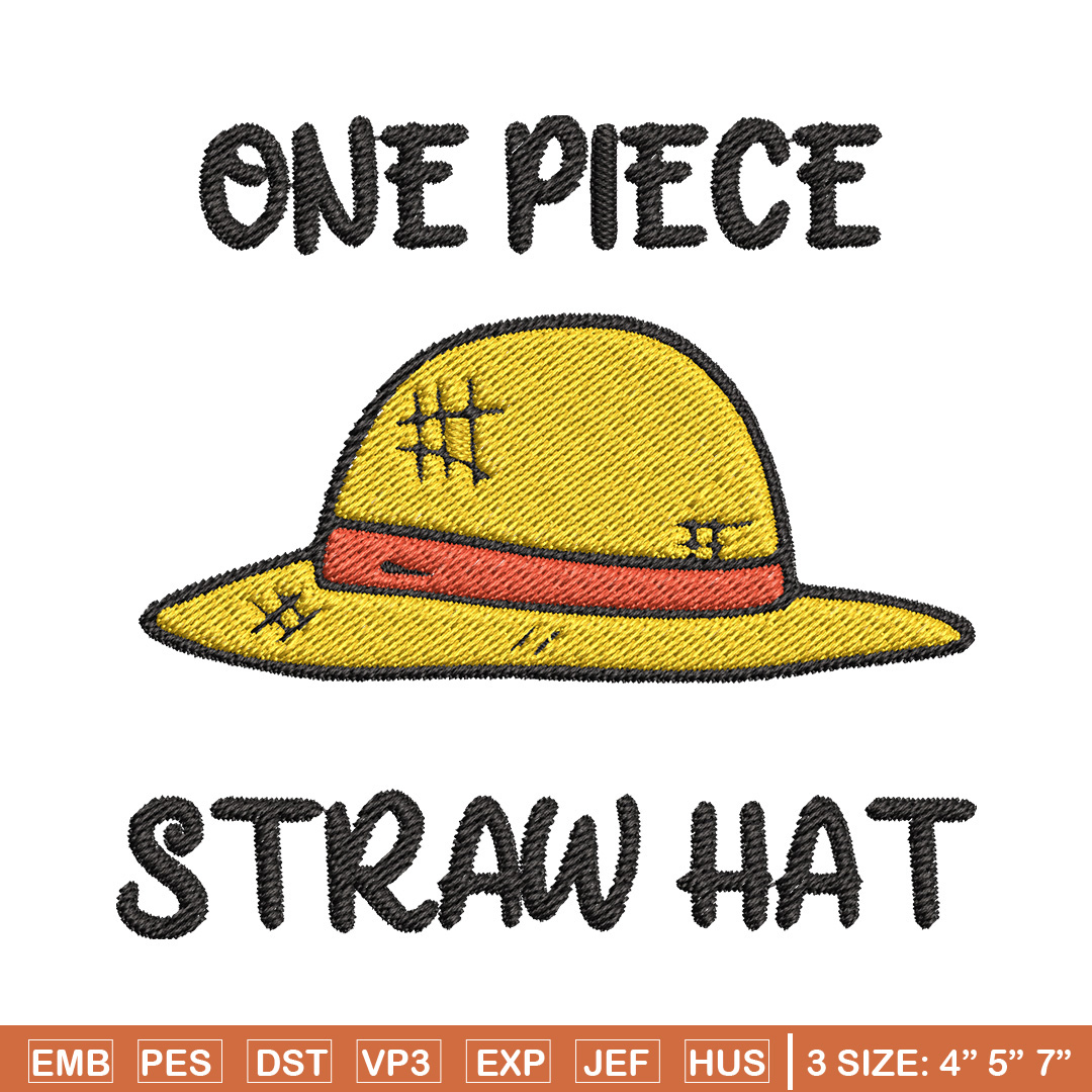 Luffy hat embroidery design, One piece embroidery, Anime des - Inspire ...