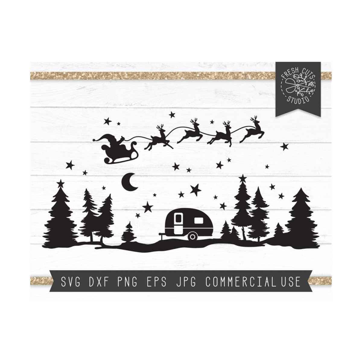 Christmas Svg Starry Forest Cut File, Pine Forest svg, Santa | Inspire ...
