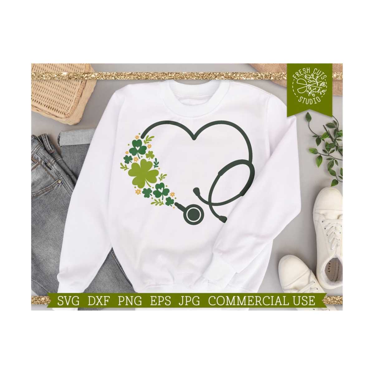 Shamrock Stethoscope SVG St Patrick's Day Nurse Cut File for | Inspire ...
