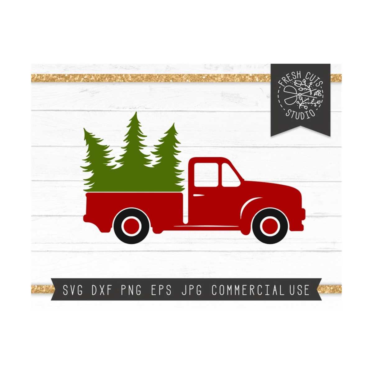 Vintage Christmas Truck SVG, Red Truck Cut File, Christmas T | Inspire ...