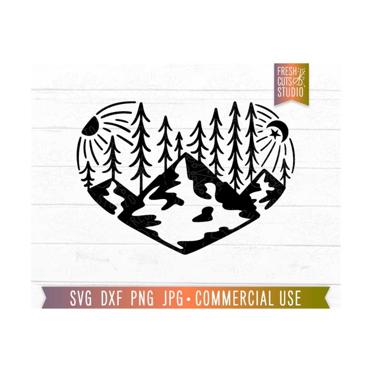Sun Moon Mountain Heart SVG Cut File, Mountains svg, Mother - Inspire ...