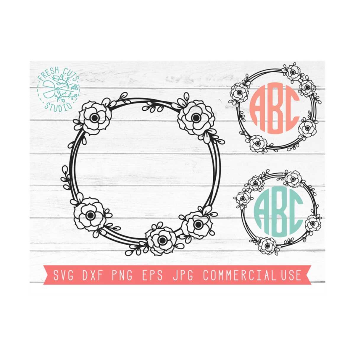 Monogram Frame Svg, Flower Frame Svg, Flower Monogram Frame | Inspire ...