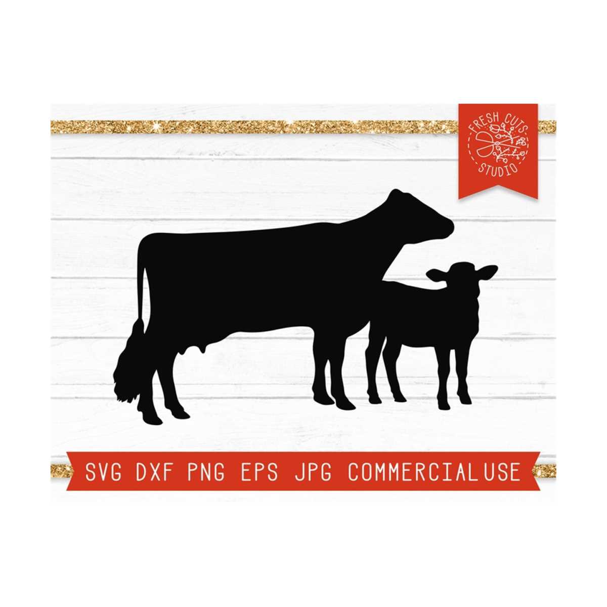Cow SVG File, Cow with Calf SVG, Cow Silhouette, Calf Silhou - Inspire ...