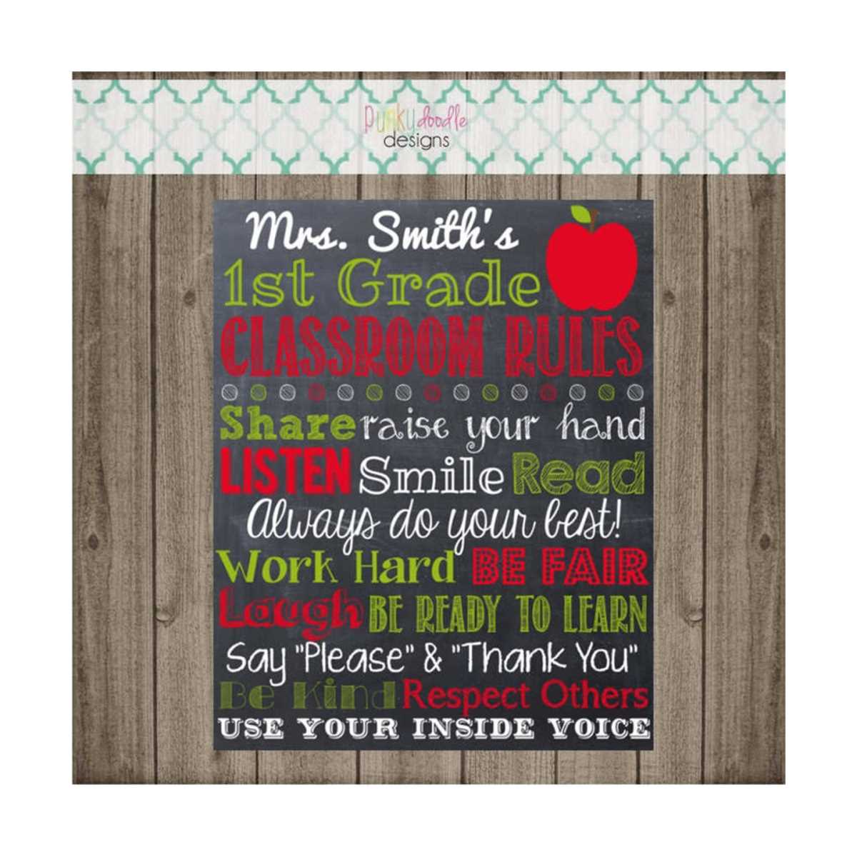 Classroom Rules Chalkboard Sign - Teacher's Apple Rules Sign | Inspire ...