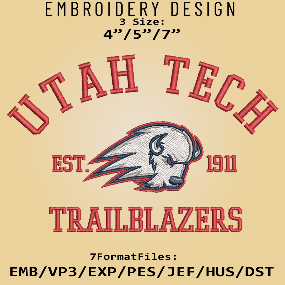 Utah Tech Trailblazers embroidery design, NCAA Logo Embroide | Inspire ...