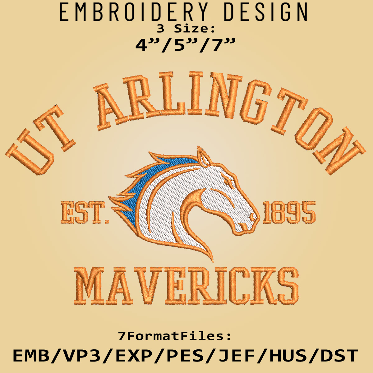 UT Arlington Mavericks embroidery design, NCAA Logo Embroide | Inspire ...