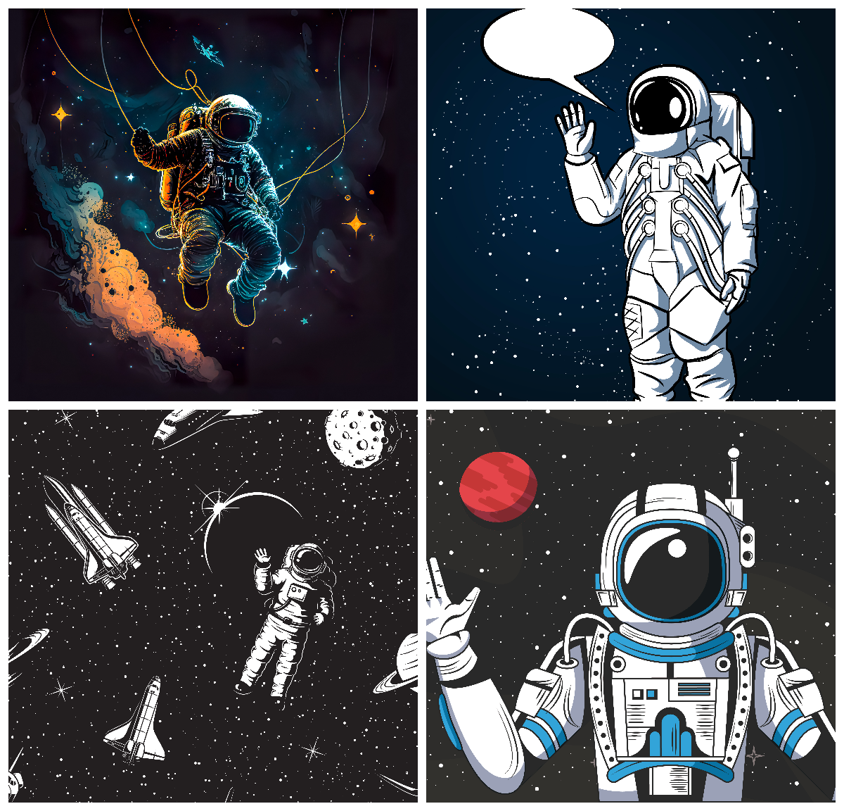 space themed astronaut, 4 jpg files, space science, space tr | Inspire ...